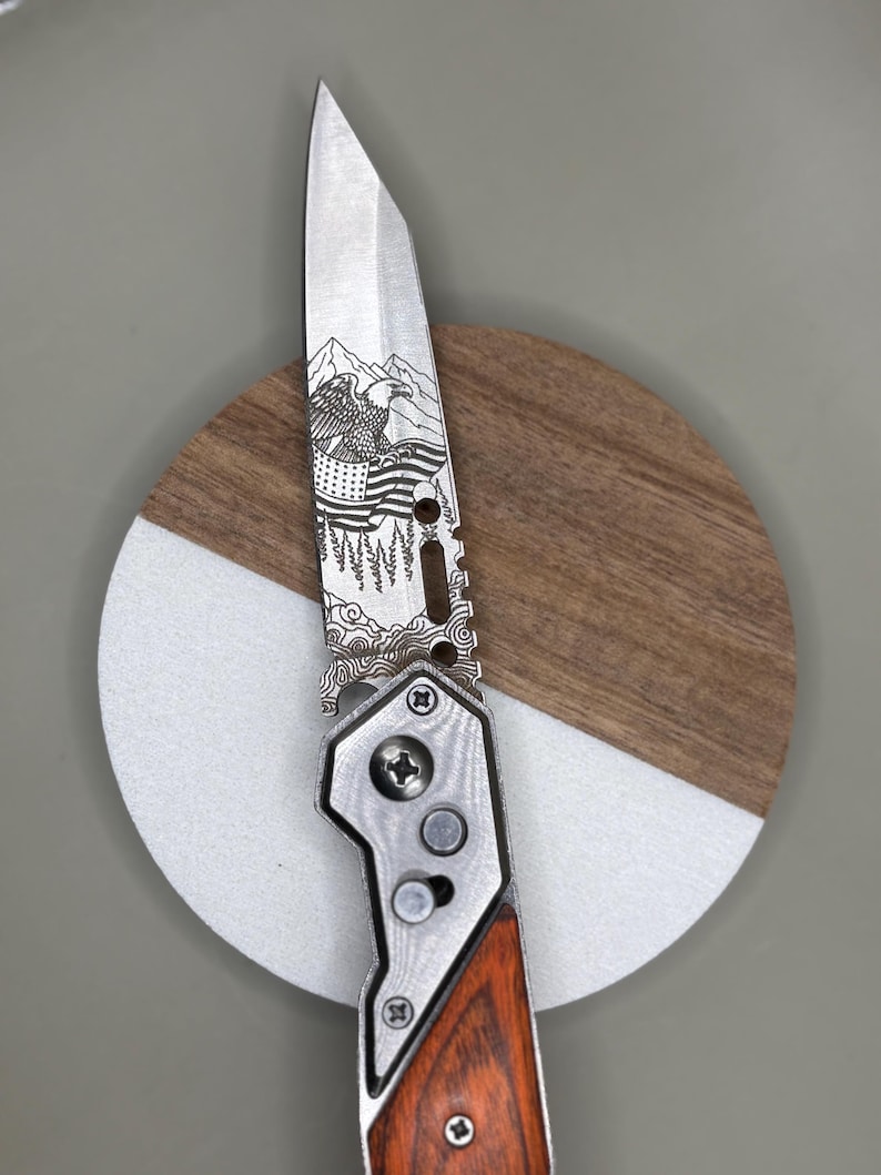 Personalized Pocket Knife | Custom Engraved Wooden Handle Folding Knife ...
