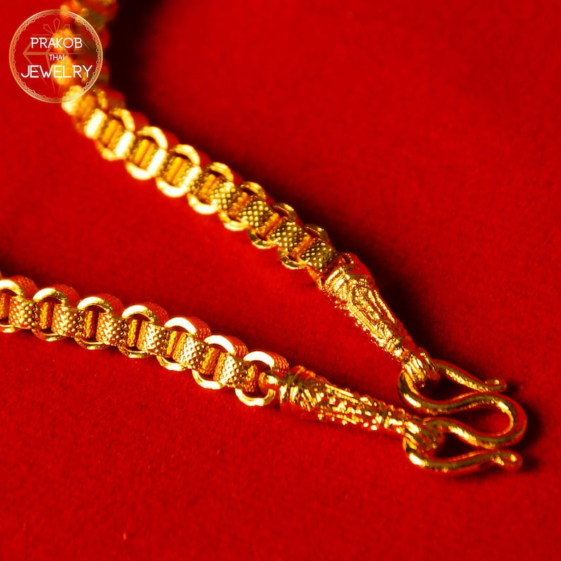 24K Gold Plated Box Chain Necklace: Thai Baht Style, Mens Jewelry - Etsy