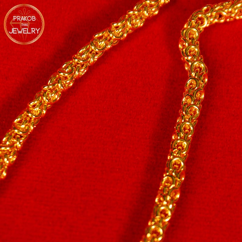 Thai Gold Foxtail Chain Necklace – Handmade 22K 23K 24K Plated Mens ...