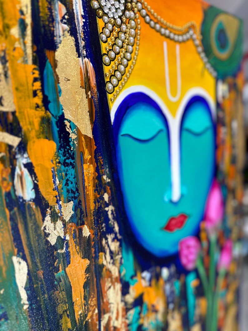 Original Krishna Abstract Painting/handmade Painting/wall Decor Art ...