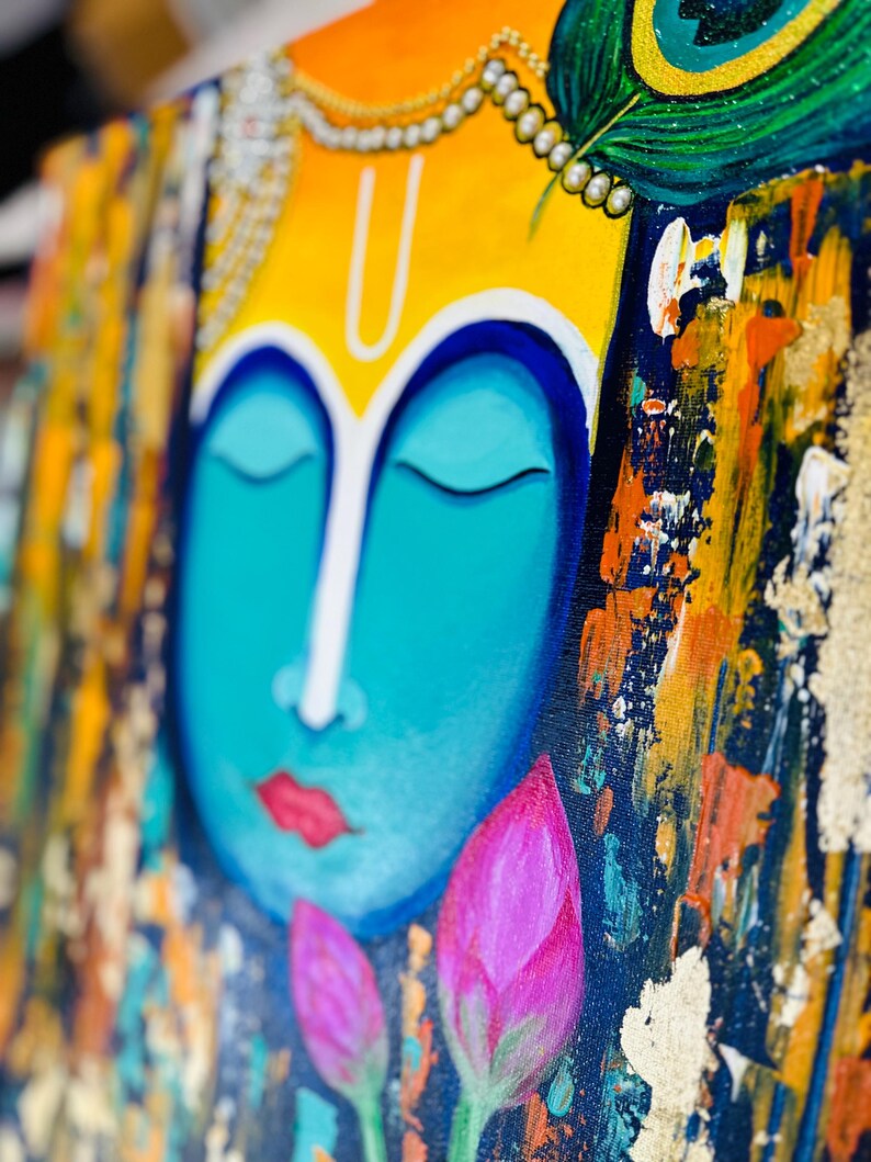 Original Krishna Abstract Painting/handmade Painting/wall Decor Art ...
