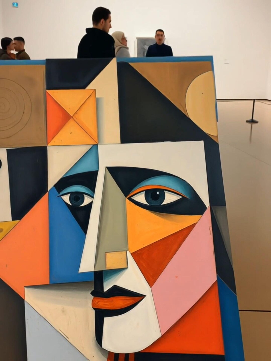 Abstract Cubism Framed Canvas Print, Multi-color Home Decor, Modern ...