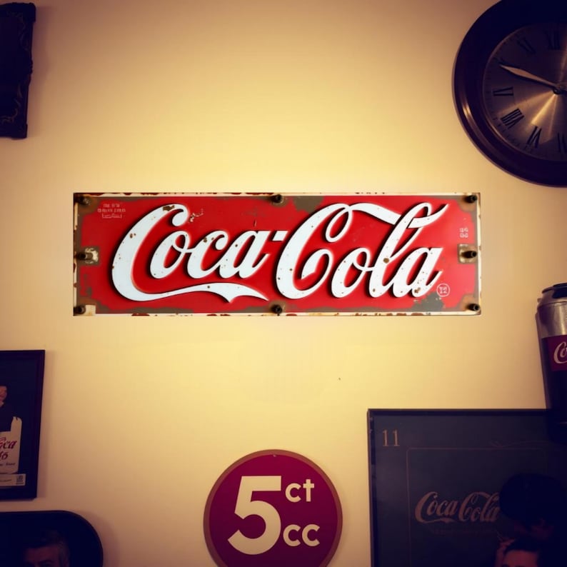 Vintage Metal Coca Cola Sign, Tin Metal Coca Cola, Tin Metal Signs ...