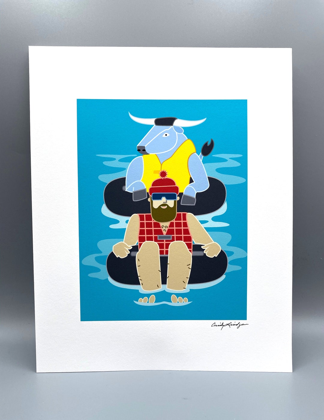 Paul Bunyan and Babe Blue Ox Tubing, Art Print - Etsy