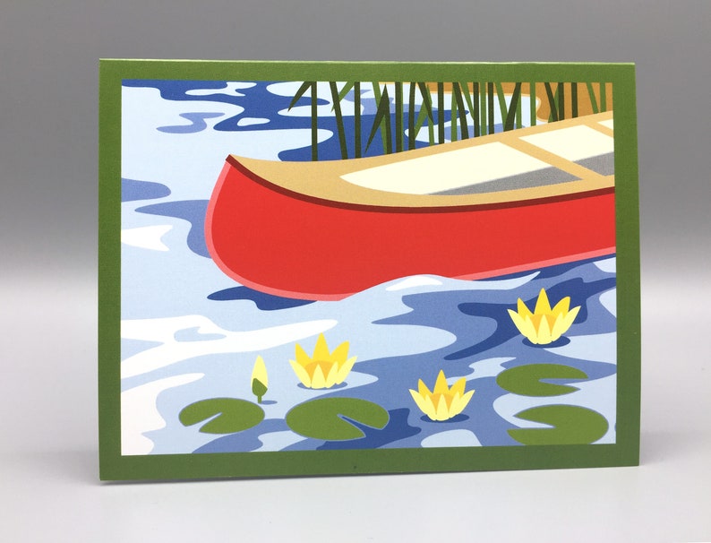 Red Canoe Note Card - Etsy