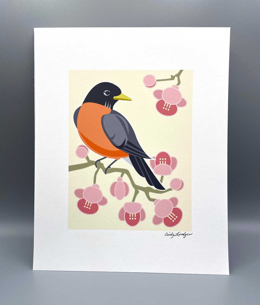 Robin and Blossoms Art Print - Etsy