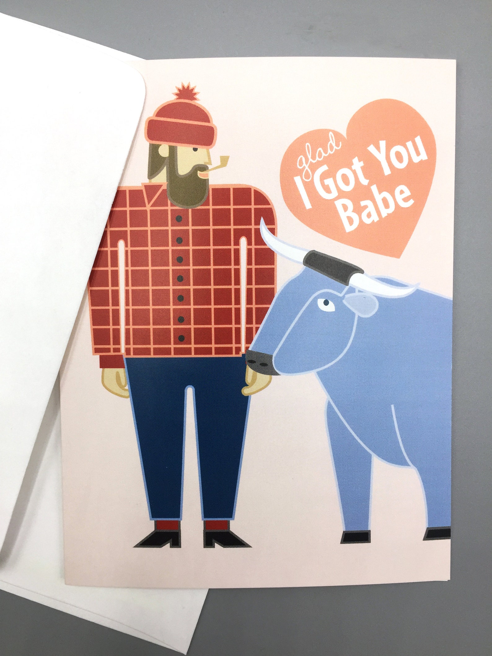 Paul Bunyan & Babe Card | Etsy