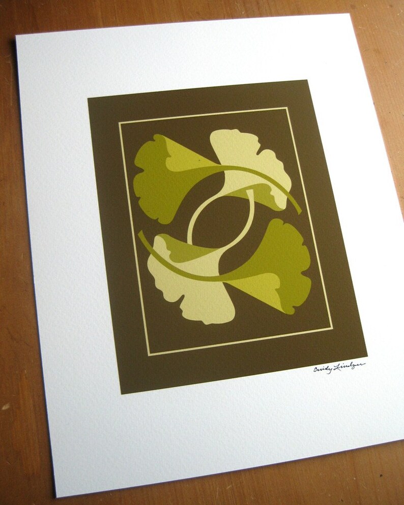Ginkgo Leaves Art Print Arts and Crafts Style | Etsy