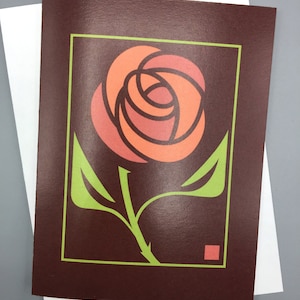 Craftsman Rose, Arts and Crafts Style,blank,card - Etsy