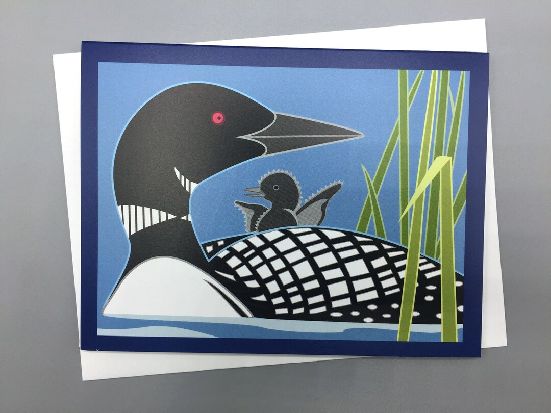 Loon & Baby Note Card - Etsy