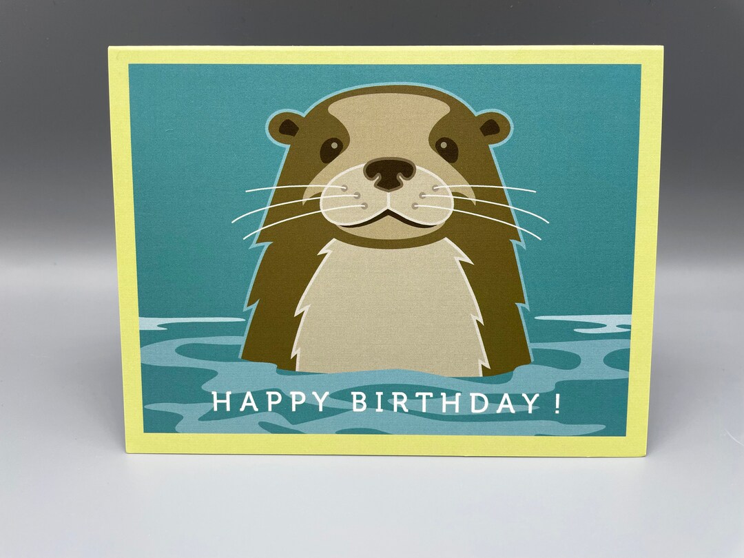 Otter Happy Birthday Card - Etsy