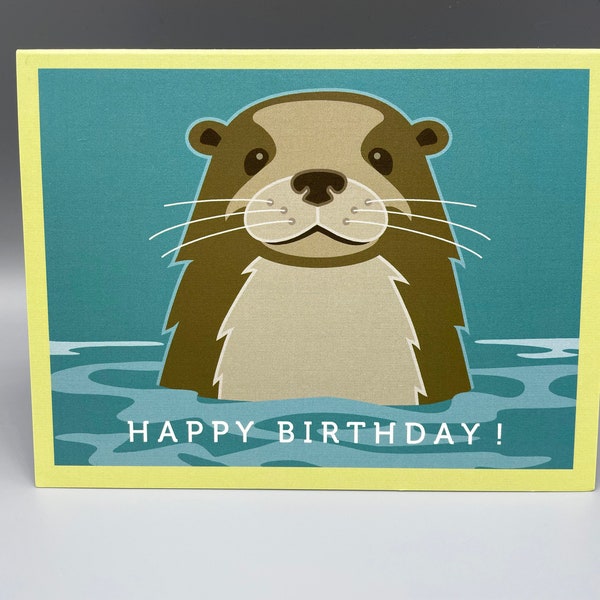Otter Happy Birthday Card - Etsy