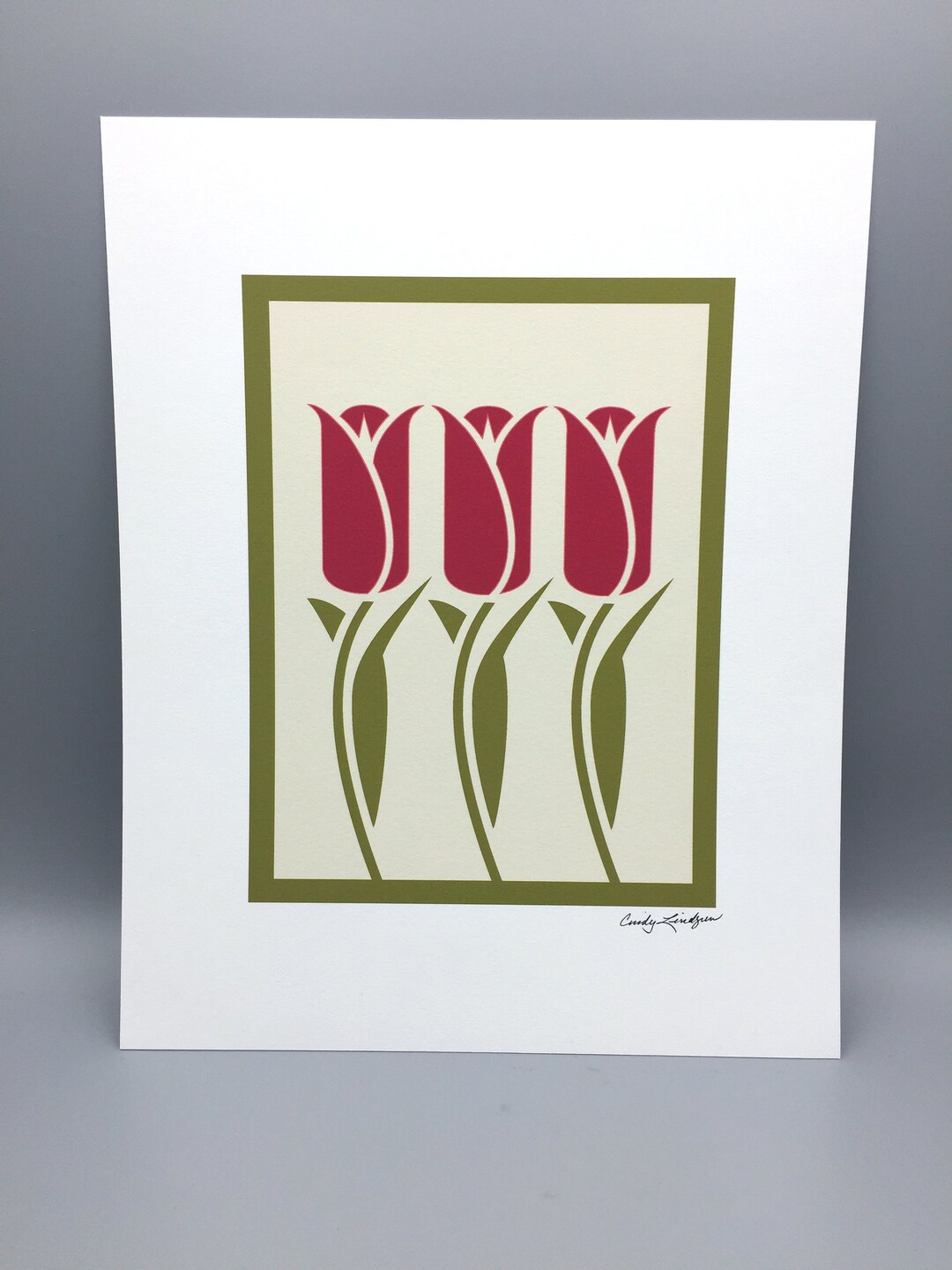 Red Tulip Print, Arts and Crafts Style - Etsy