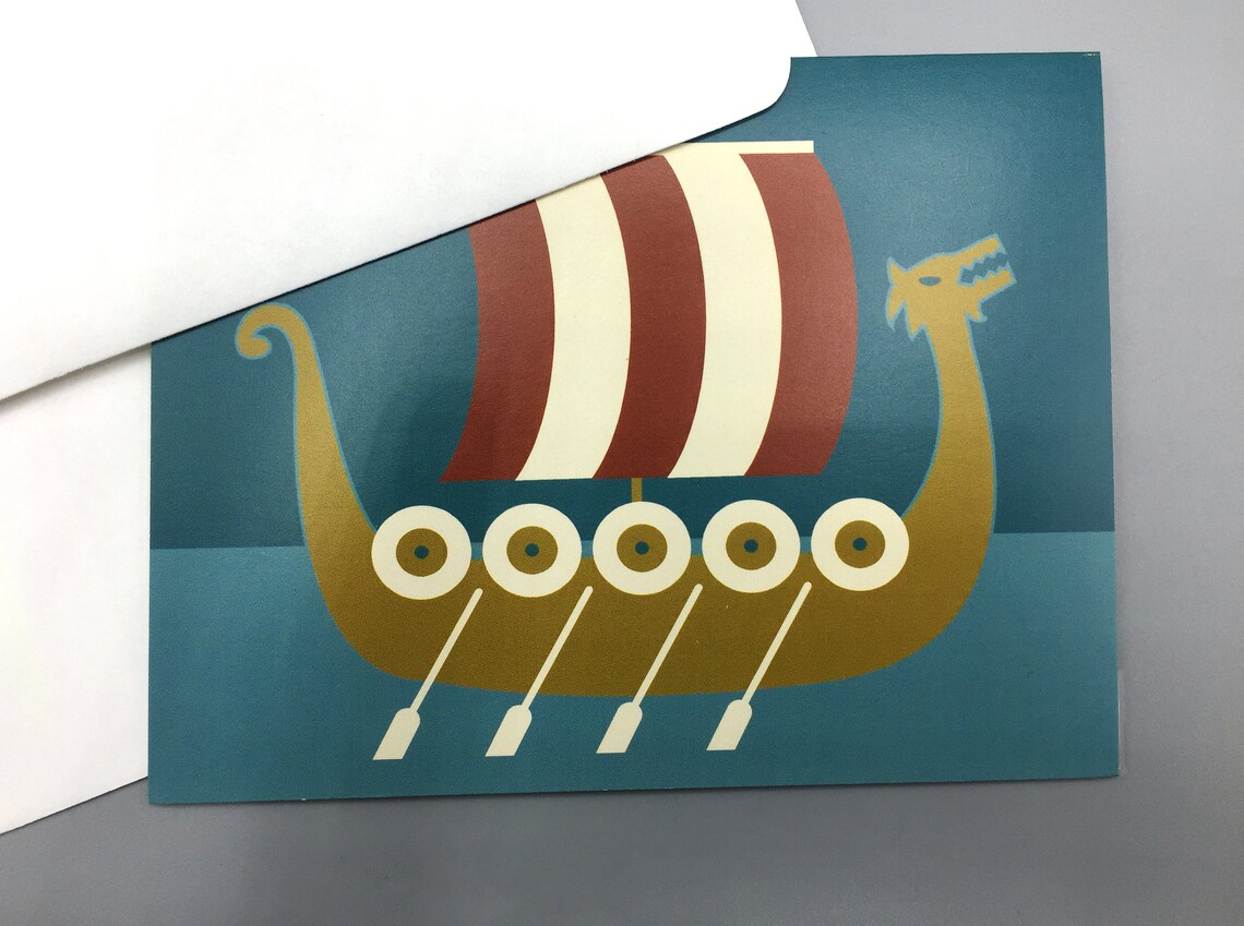 Viking Ship Norway Card - Etsy