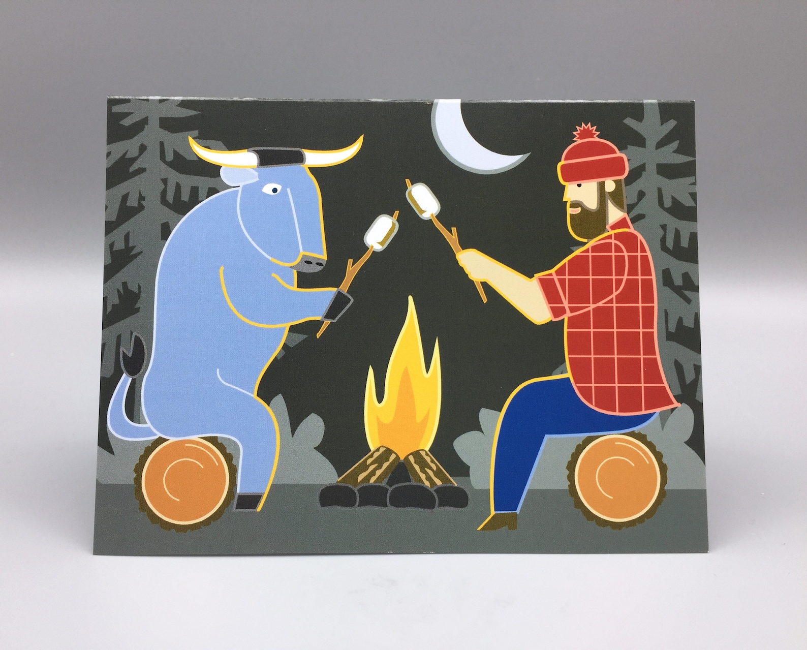 Paul Bunyan & Babe Campfire Card | Etsy