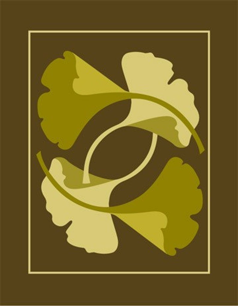 Ginkgo Leaves Art Print Arts and Crafts Style | Etsy