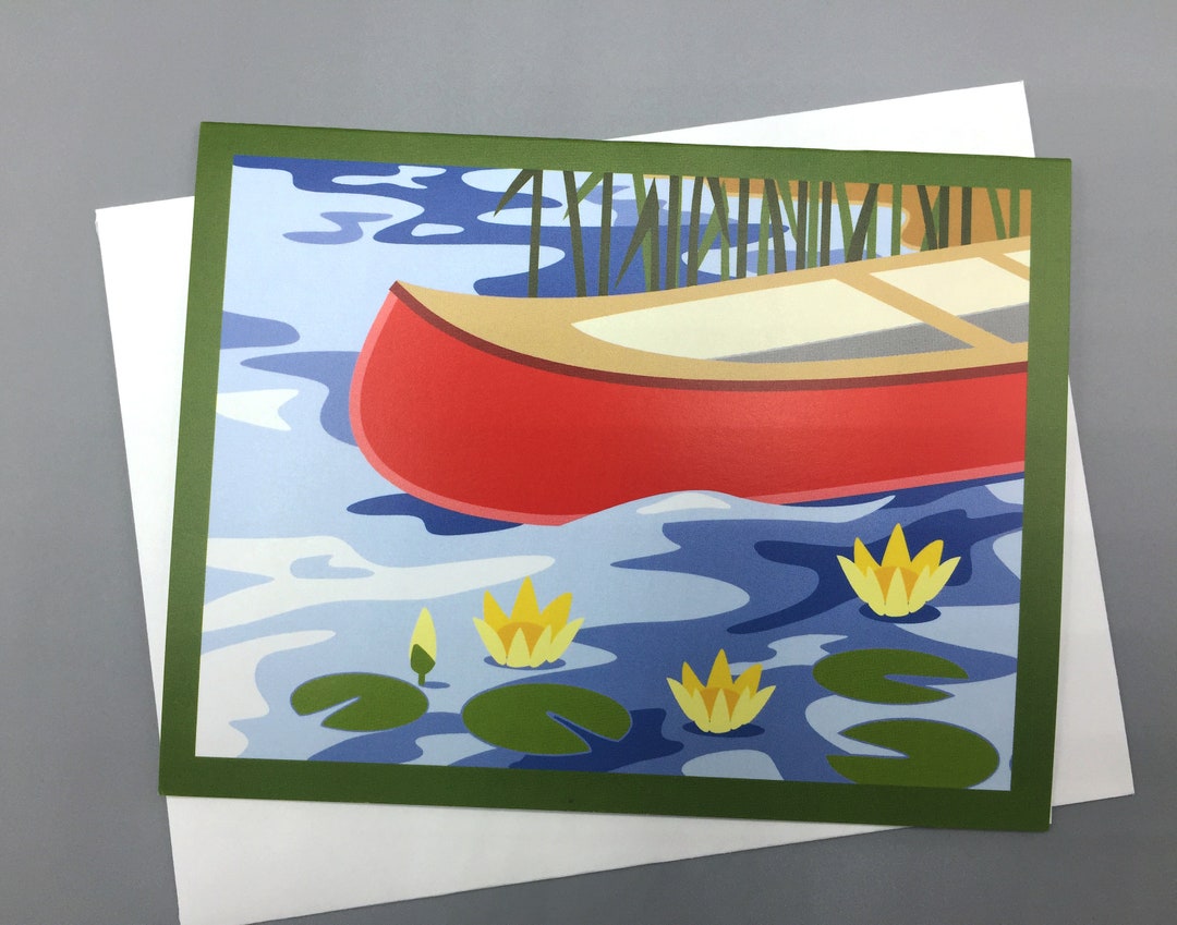 Red Canoe Note Card - Etsy