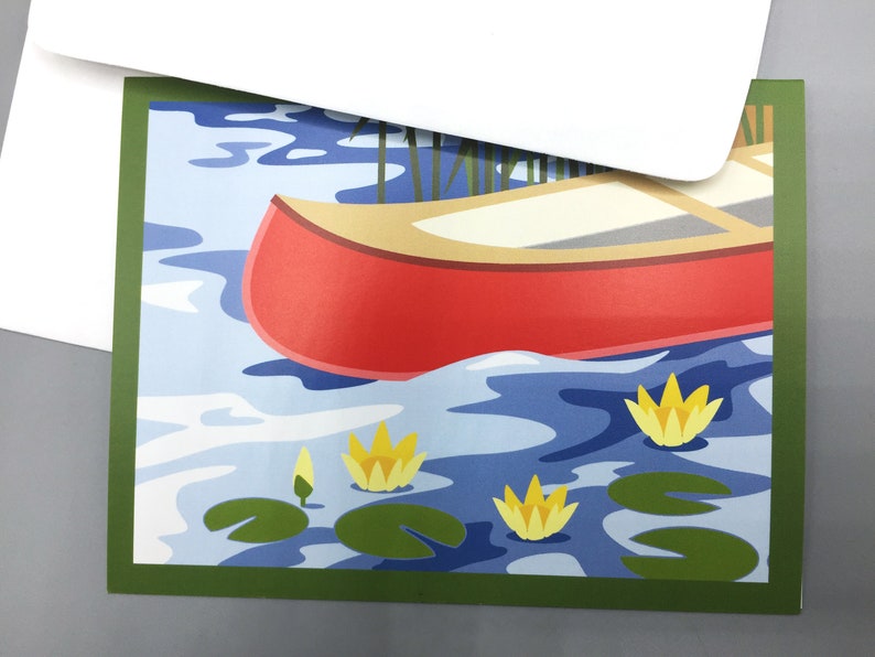 Red Canoe Note Card - Etsy