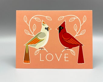 Cardinal Pair Love 5x7 Fine Art Card - Etsy