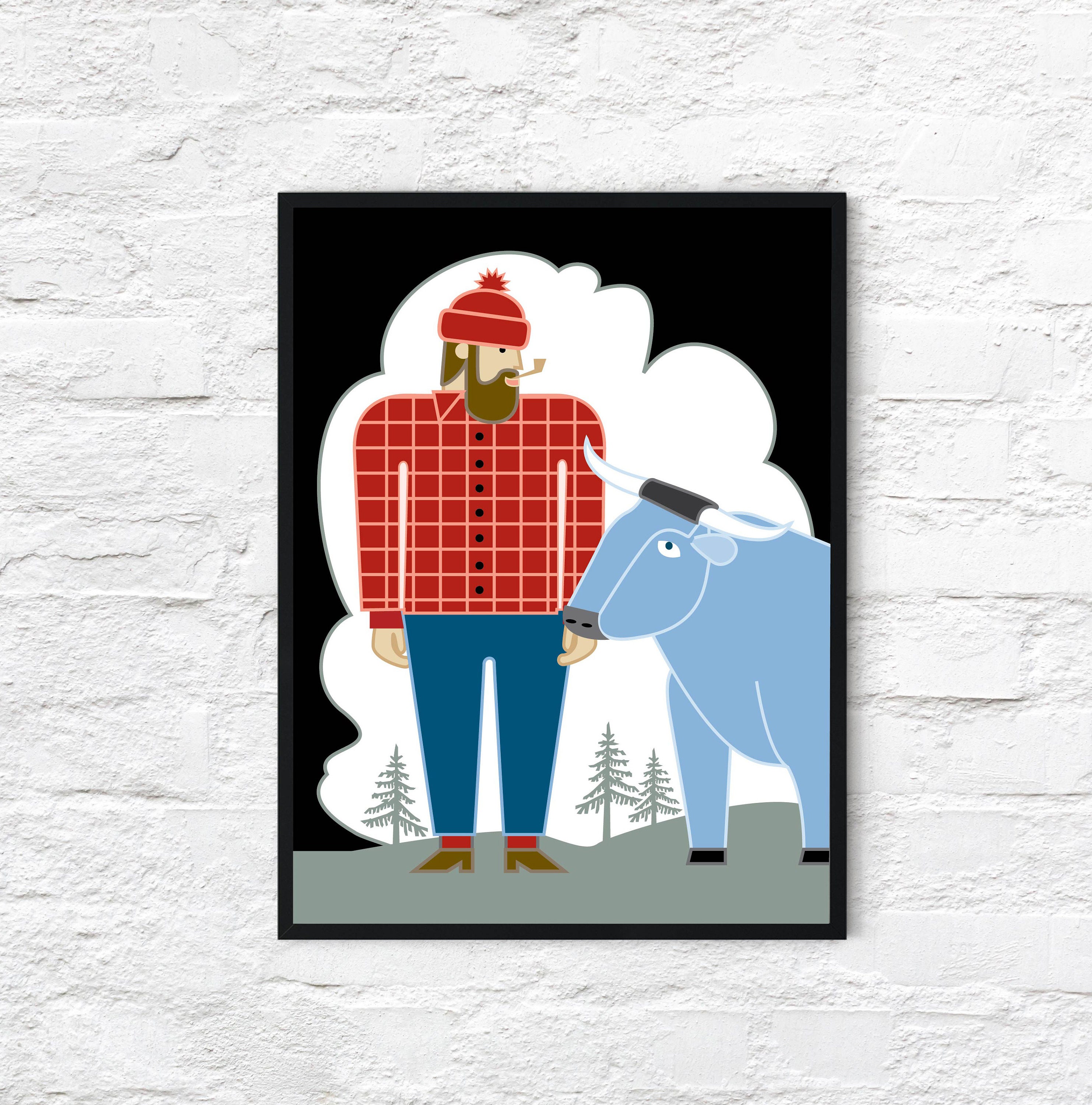 Paul Bunyan and Babe the Blue Ox 18x 24 poster | Etsy