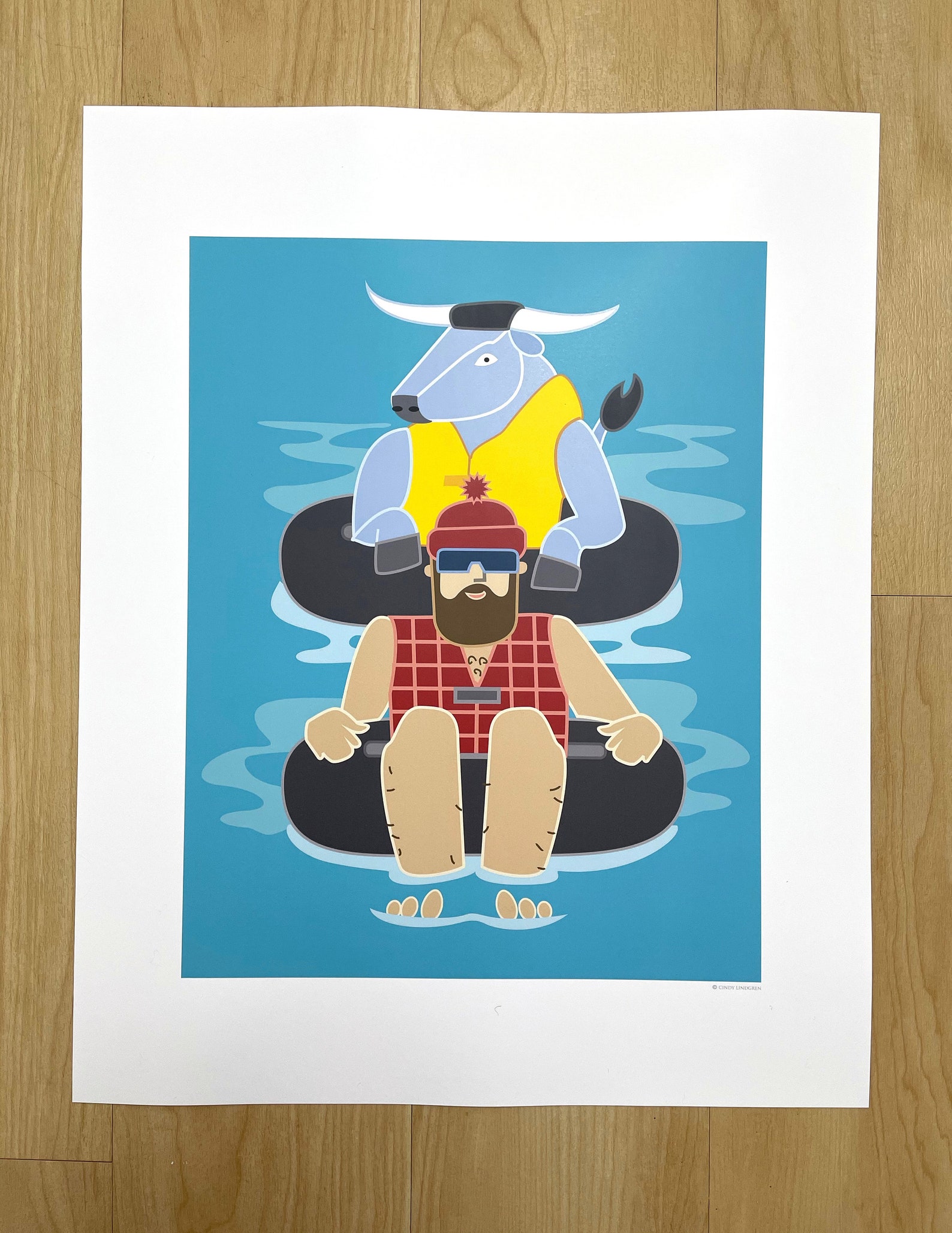 Paul Bunyan and Babe the Blue Ox Tubing, 16x20" Poster - Etsy