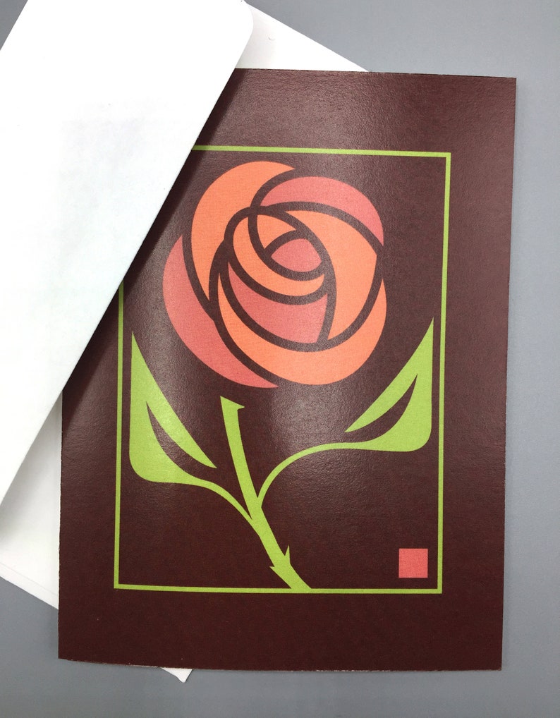 Craftsman Rose, Arts and Crafts Style,blank,card - Etsy