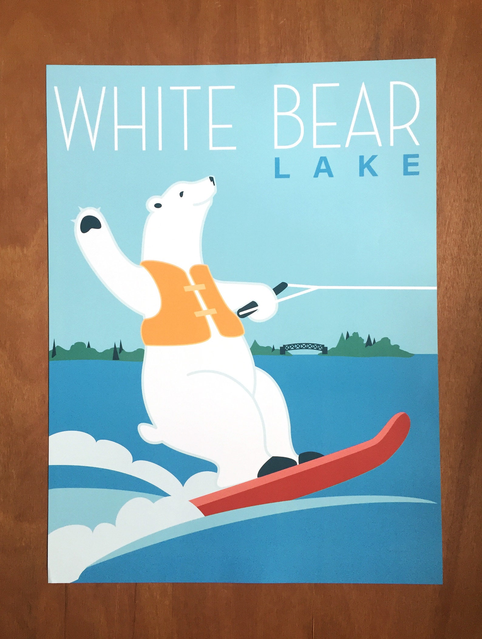 White Bear Lake Polar Bear Water Ski 18x 24 Poster | Etsy
