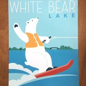 White Bear Lake Polar Bear Water Ski, 18x 24" Poster - Etsy
