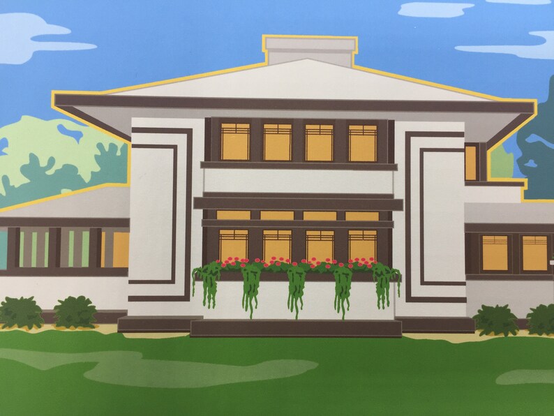 Stockman House Frank Lloyd Wright architecture Mason | Etsy