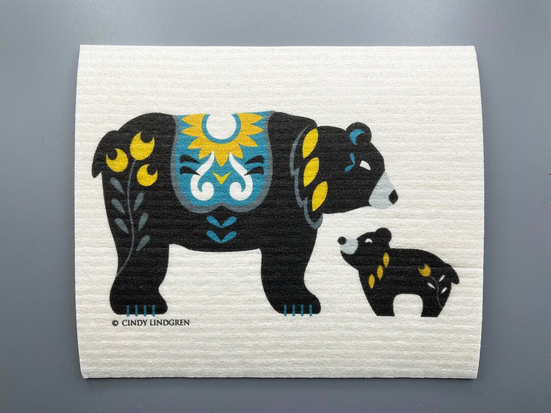 Dala Bear, Swedish Dishcloth - Etsy
