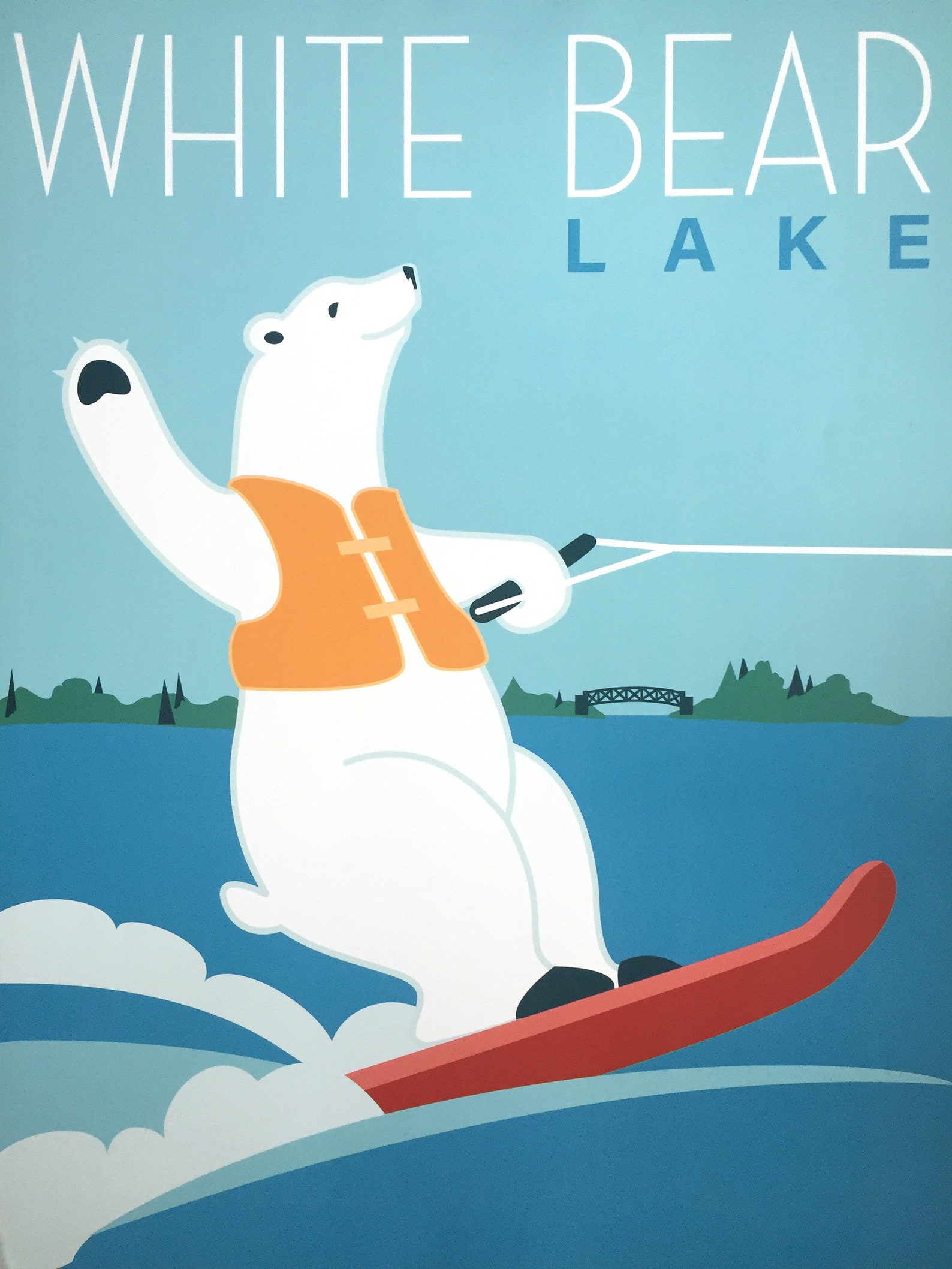 White Bear Lake Polar Bear Water Ski 18x 24 Poster | Etsy