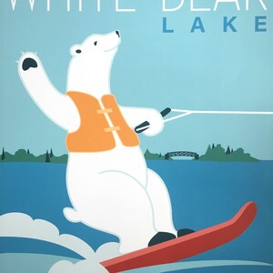 White Bear Lake Polar Bear Water Ski, 18x 24" Poster - Etsy