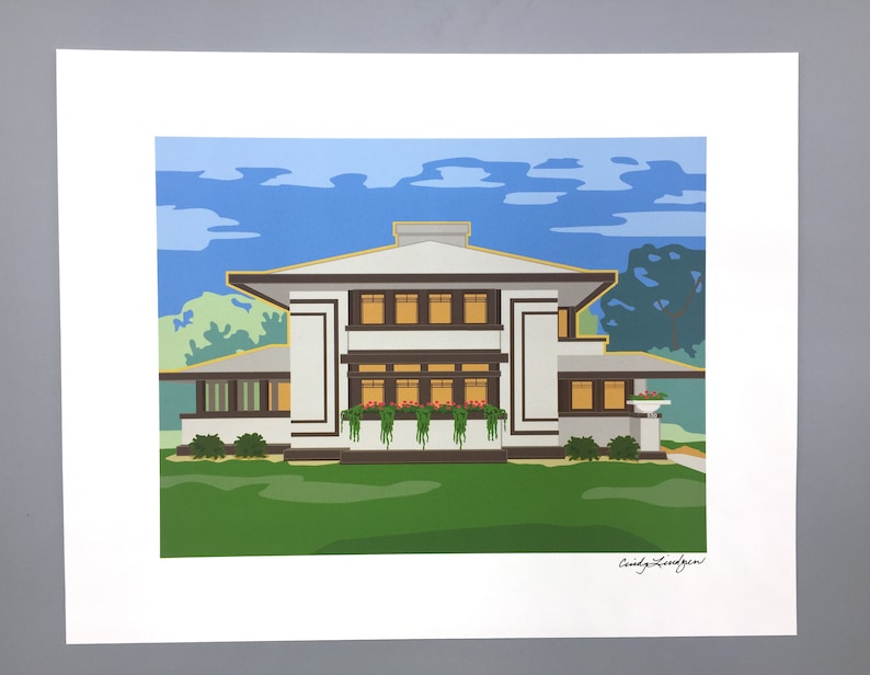 Stockman House Frank Lloyd Wright architecture Mason | Etsy