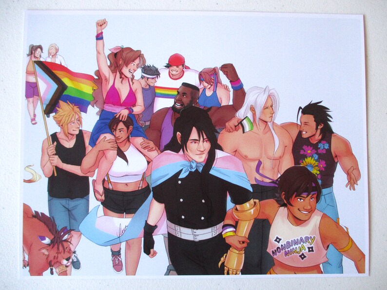 8.5x11 Final Fantasy VII Fanart Print Pride Parade - Etsy