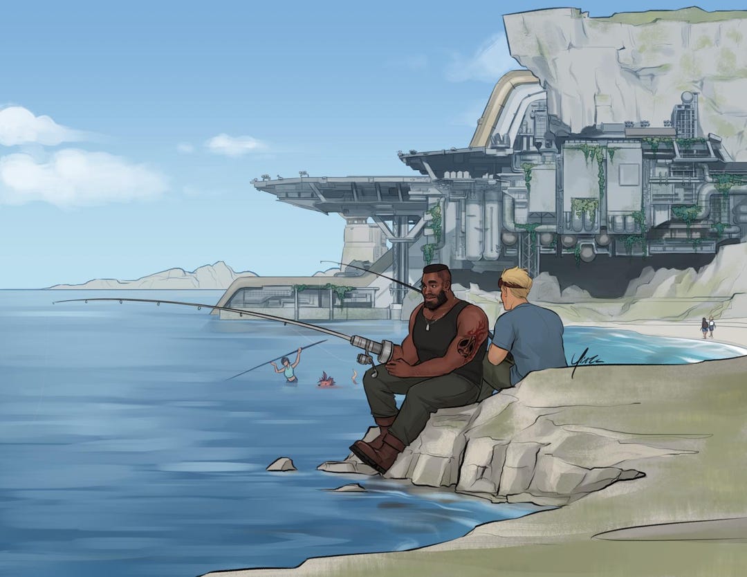 8.5x11" Final Fantasy VII Fanart Print - Fishing in Junon - Etsy