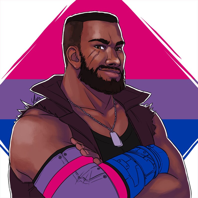 6x6 Bisexual Barret Ff7 Queer Pride Print Etsy