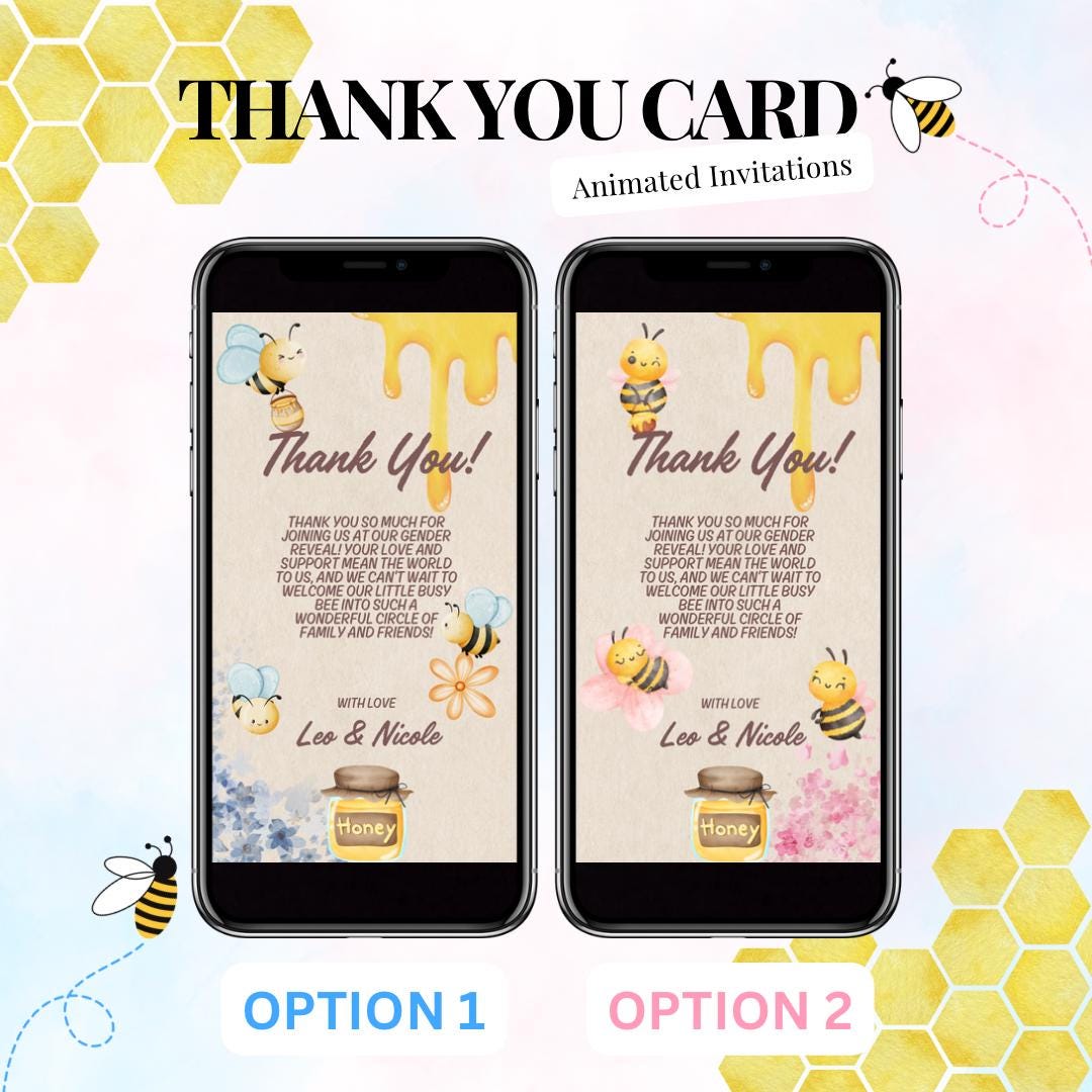 Animated Thank You Card Electronic Card Template - Etsy