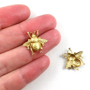 4 Small Brass BEE Jewelry Embellishment . Raw Brass Stamping Made in ...