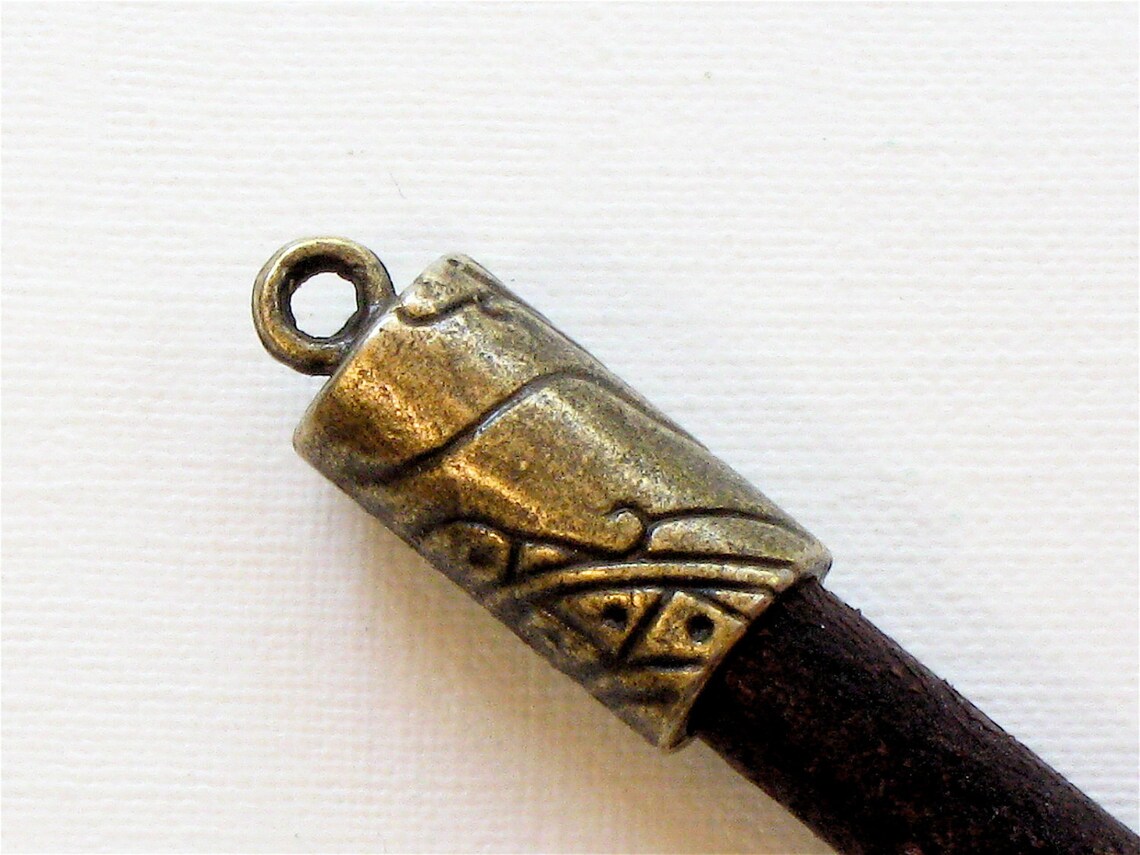 6 Cord Jewelry END CAPS With Loop Antique Bronze . Large and Ornate. 5 ...