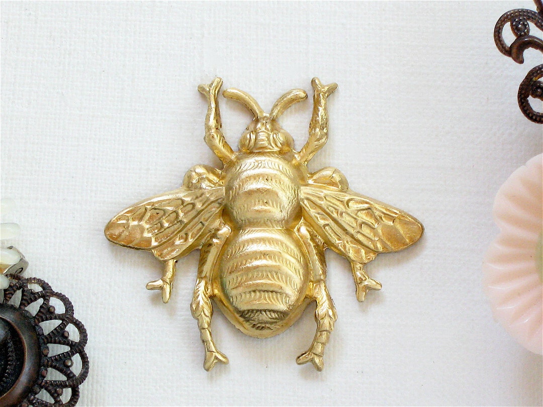 2 Brass BEE Jewelry Embellishment . Raw Brass Stamping Made in the US ...
