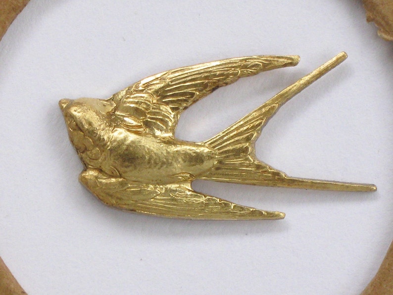 Gold SPARROW Bird Jewelry Embellishment. Raw Brass Stamping Made in US ...