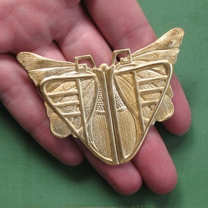 XX Large Brass Art Nouveau DECO Butterfly Beetle Pendant 73mm X 64mm ...
