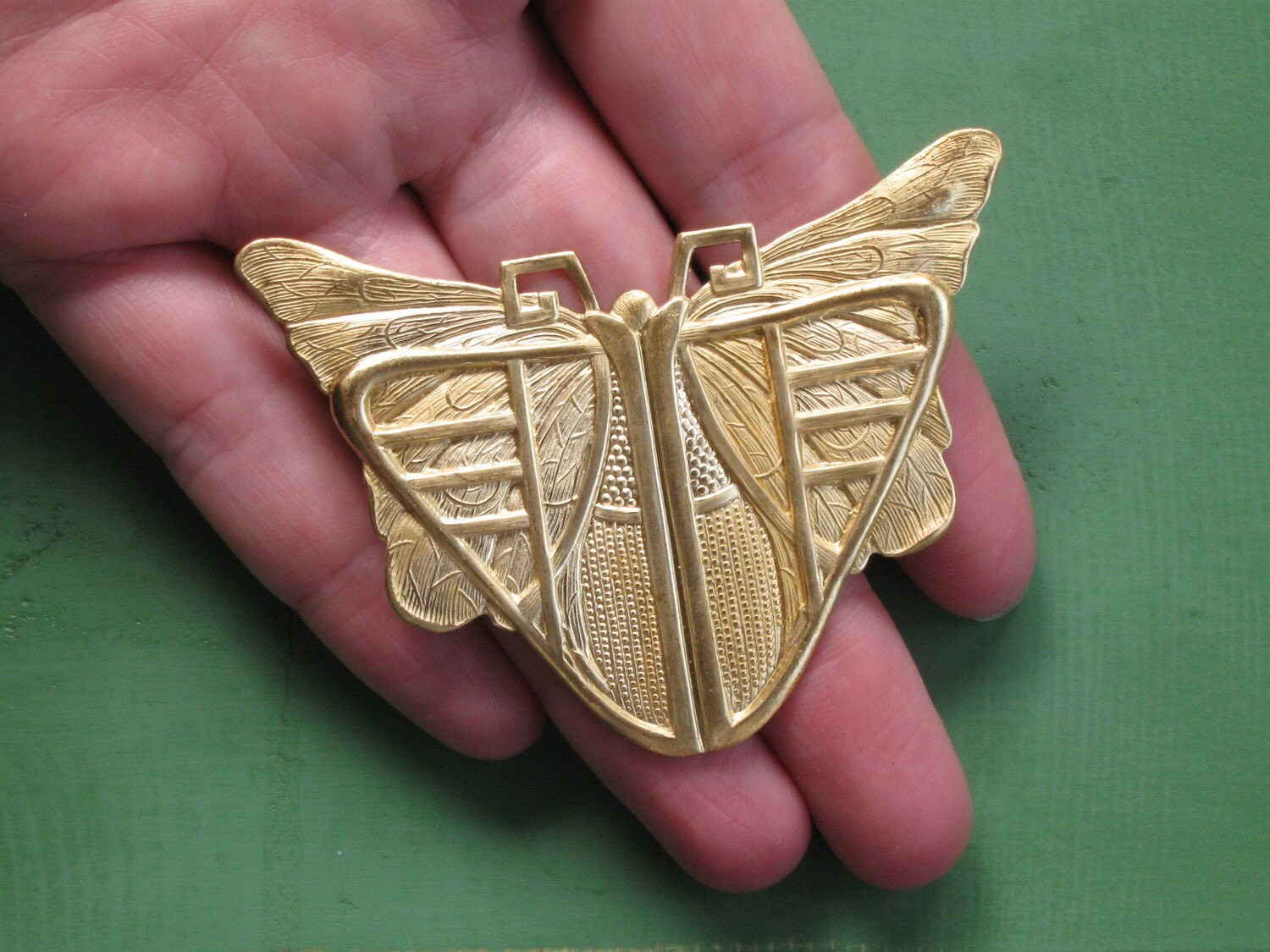 XX Large Brass Art Nouveau DECO Butterfly Beetle Pendant 73mm - Etsy