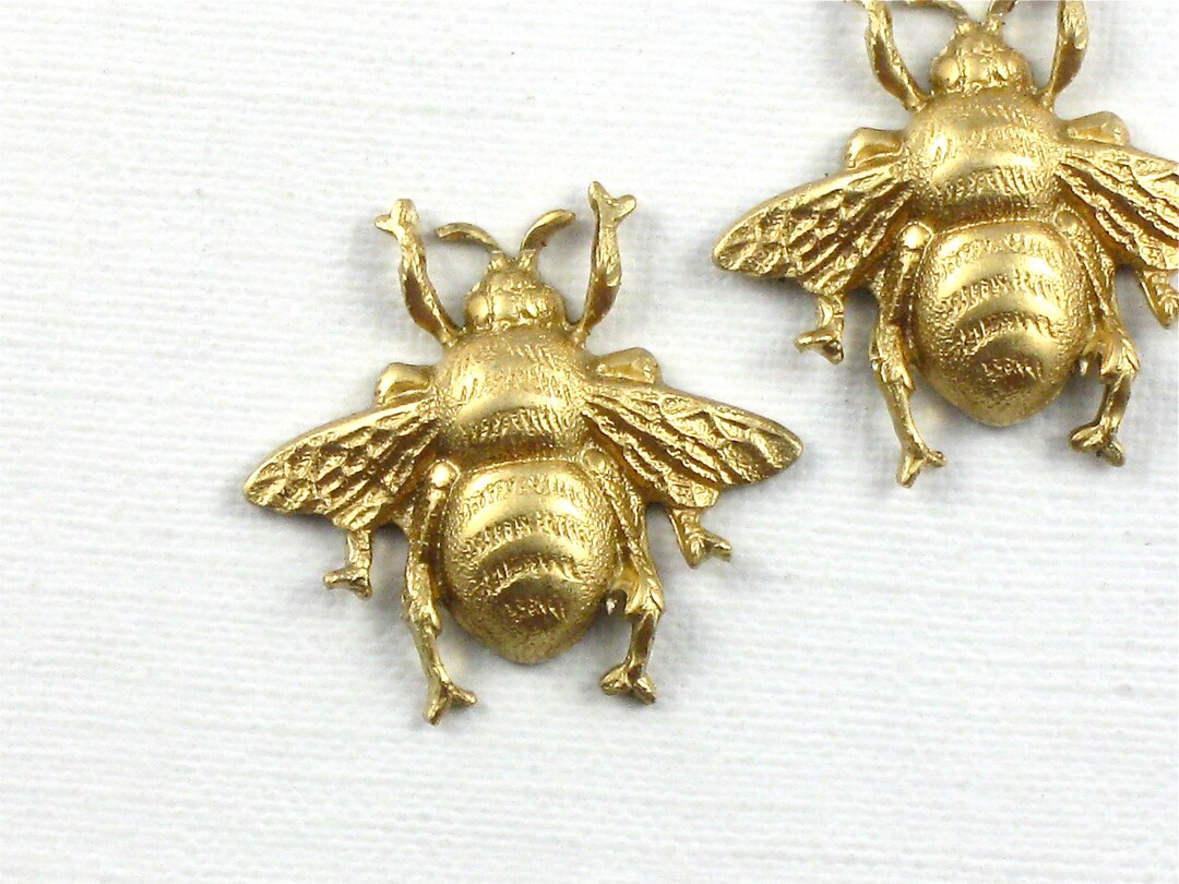 4 Small Brass BEE Jewelry Embellishment . Raw Brass Stamping Made in ...
