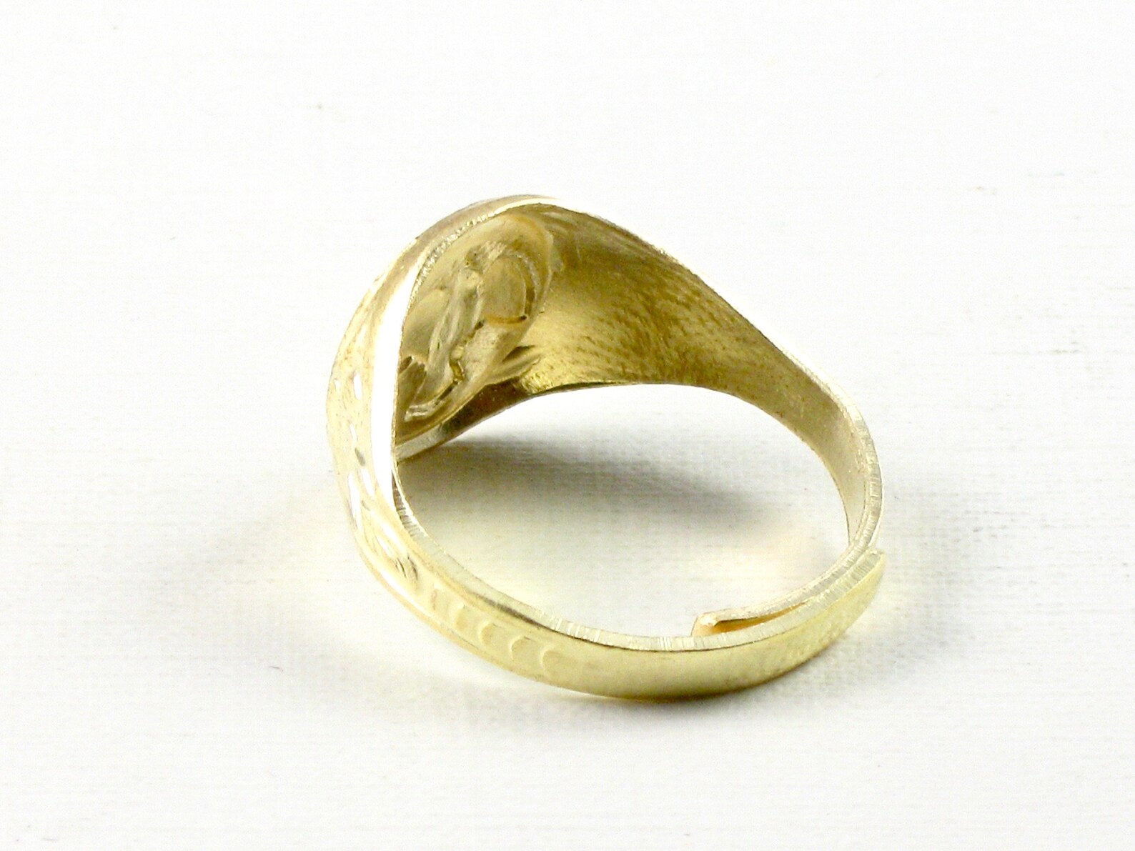 2 Signet RING With Dove Bird in Raw Brass Adjustable. - Etsy