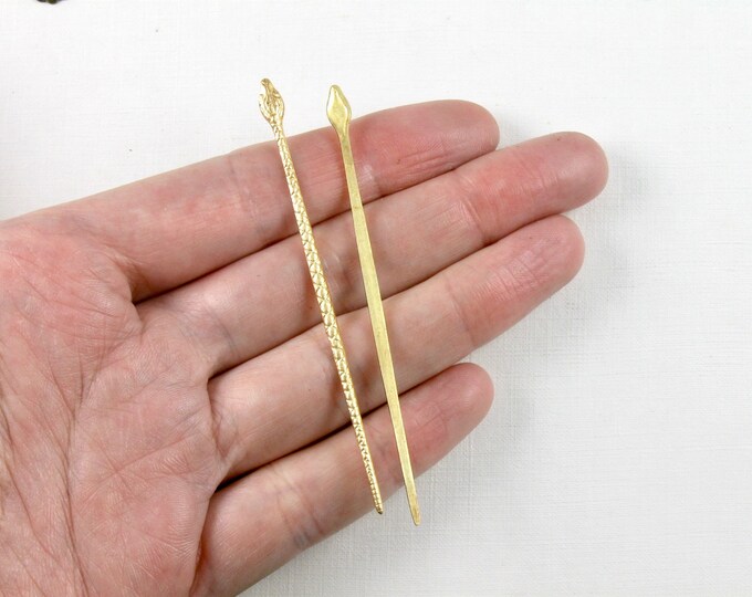 2 Skinny Gold SNAKE Jewelry Embellishment in Raw Brass. Perfect for ...