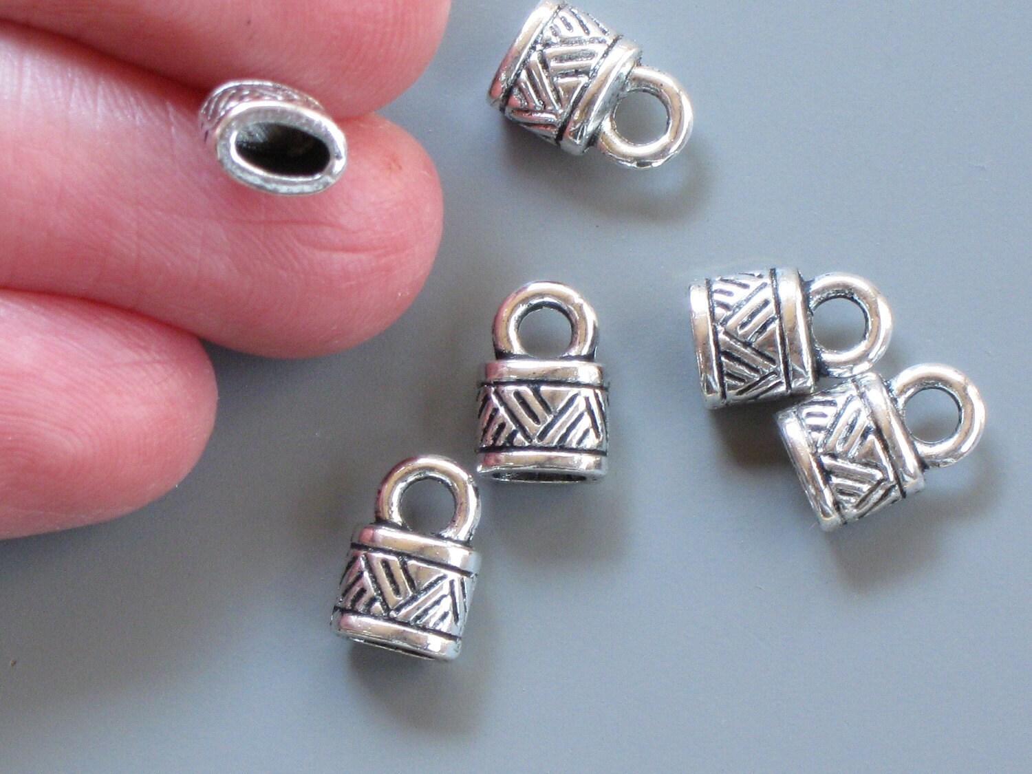 8 silver oval jewelry END CAPS with loop . Perfect for | Etsy