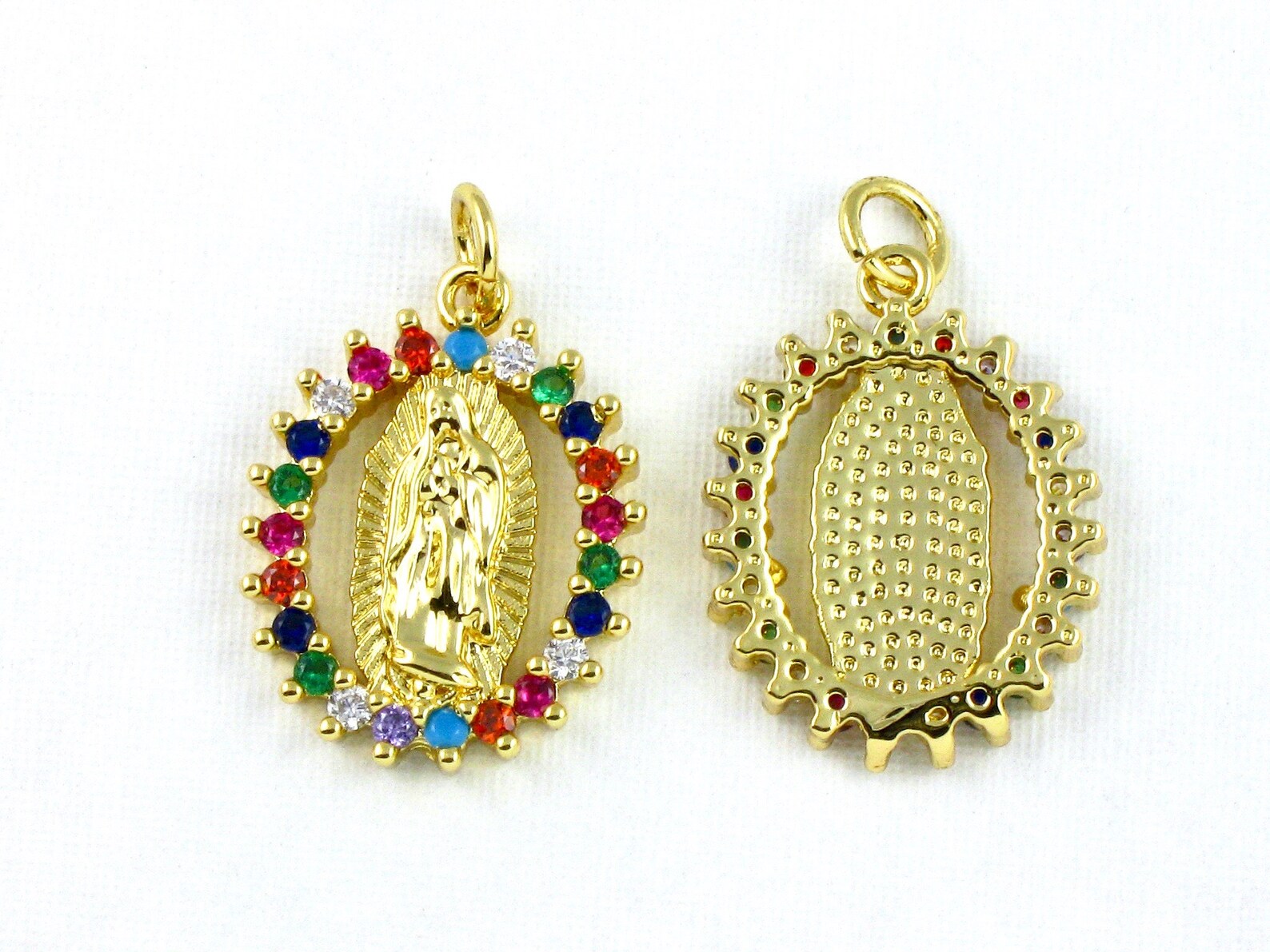 2 Gold CZ Virgin Mary Pendants Jewelry. Our Lady of Guadalupe - Etsy