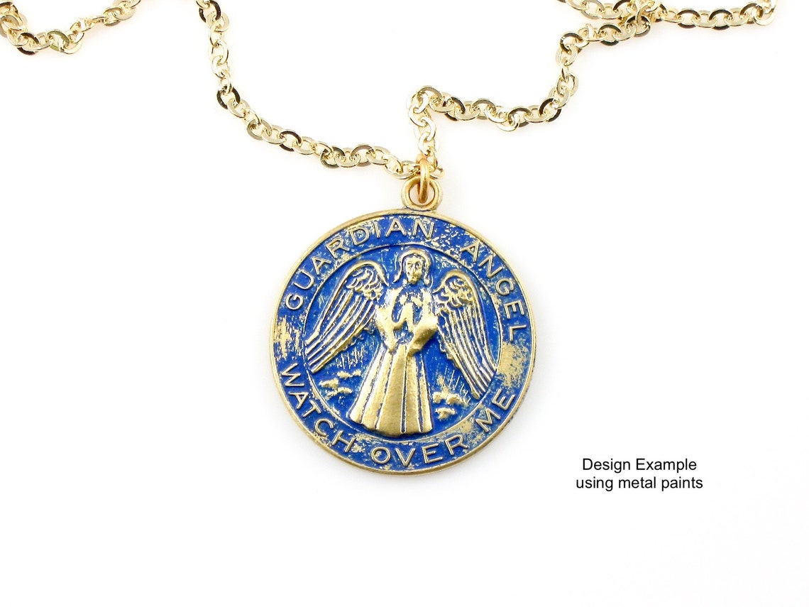Brass Guardian Angel Jewelry Token Pendant. Watch Over Me . 28mm X 24mm ...