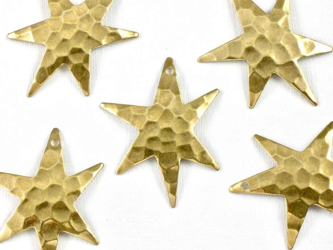 8 Gold Stars Hammered Organic Shape. Raw Brass Stamping Made in US ...
